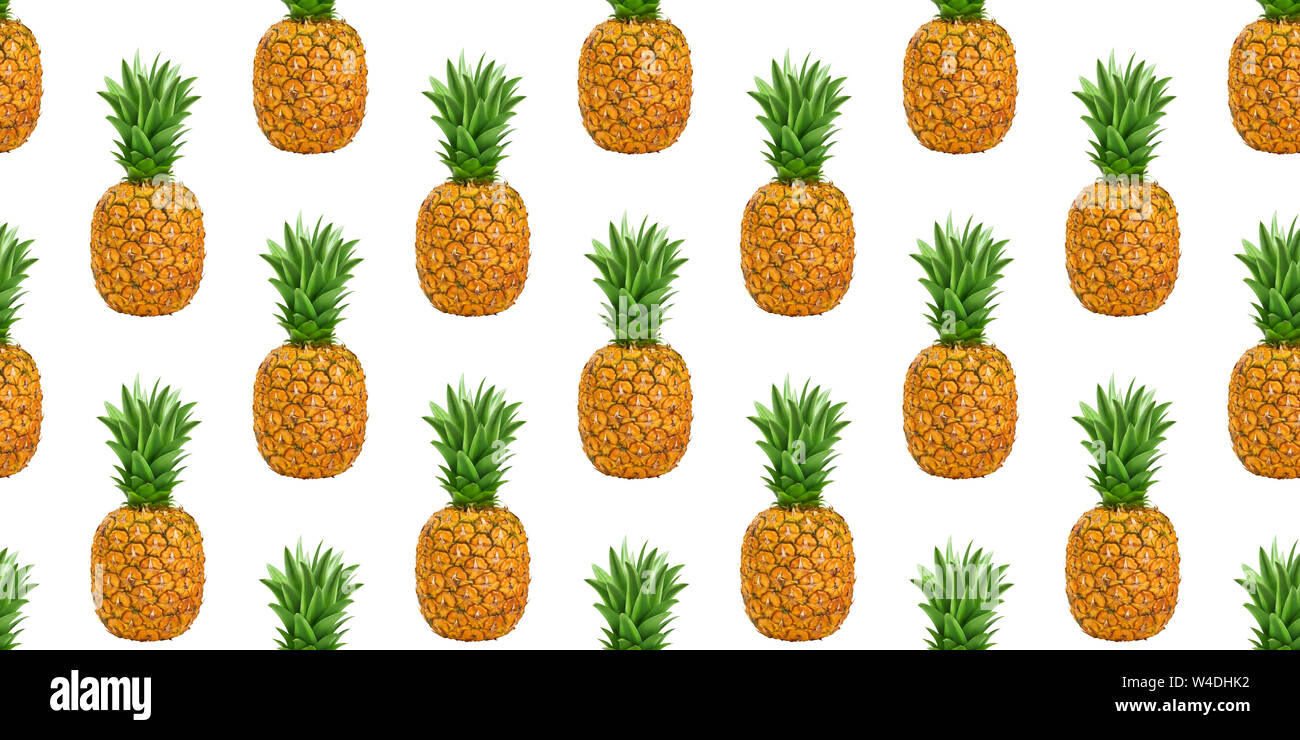 Pineapples, ananas seamless pattern isolated on white background Stock ...