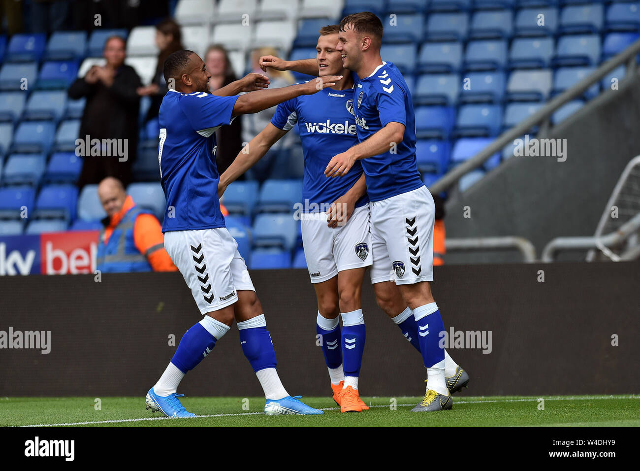 OLDHAM, ENGLAND 20th July Oldham Athletic's Tom Hamer celebrates his ...