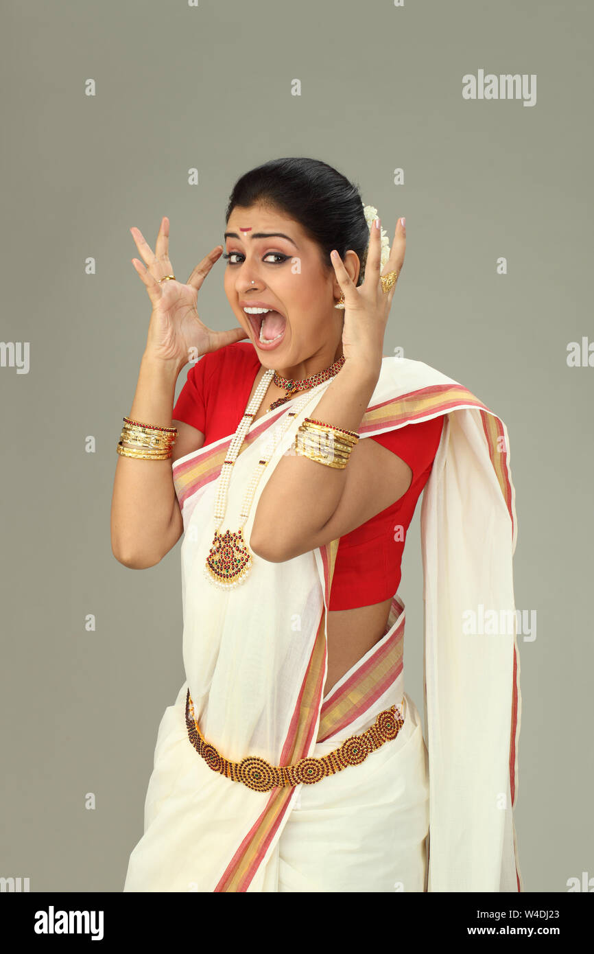 South Indian woman shouting Stock Photo - Alamy