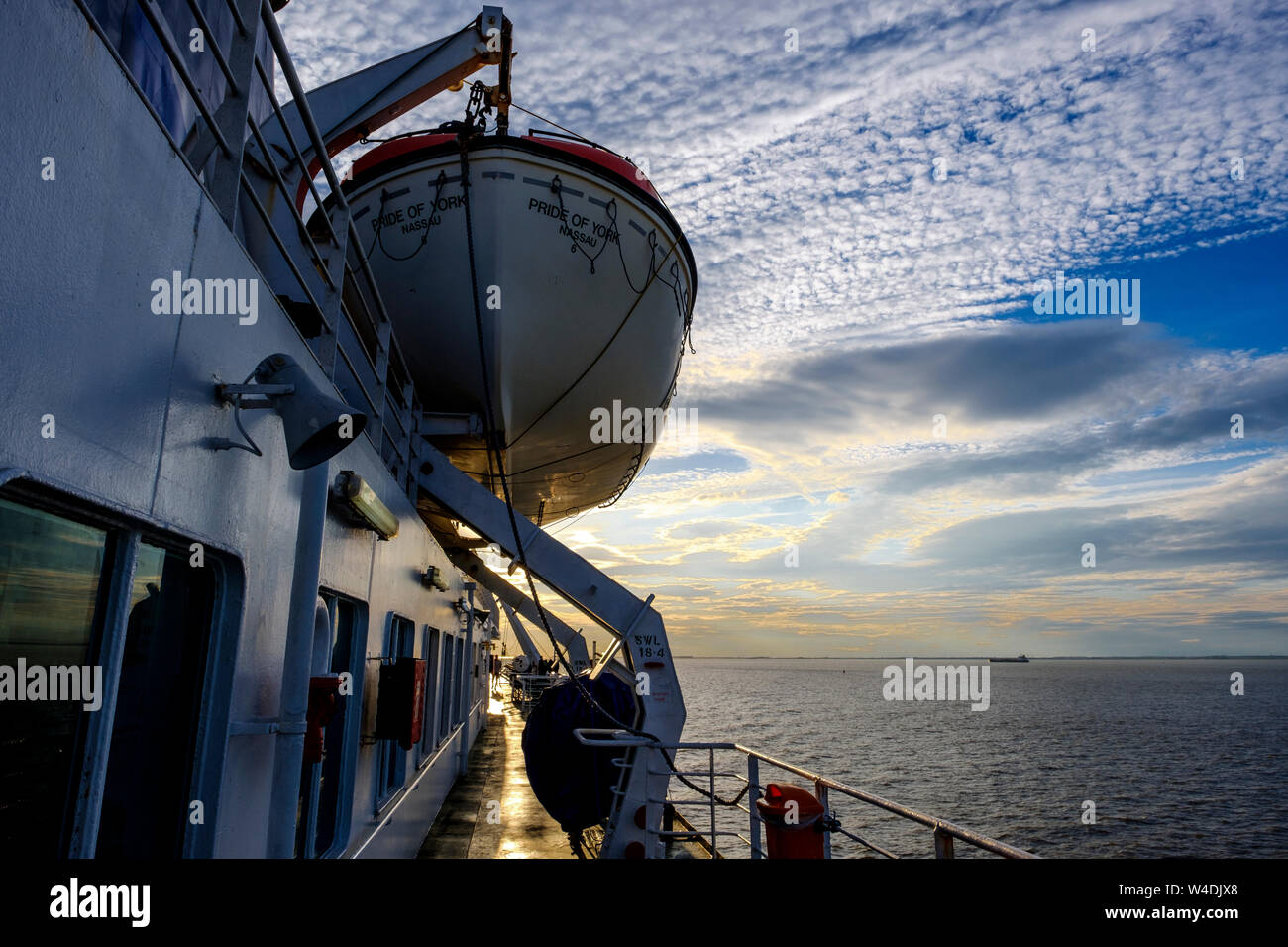 Sunset in the Humber Estuary, England UK from the deck of the P&O ...