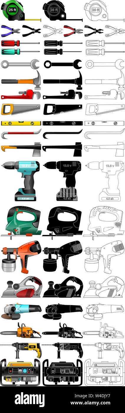 Hand and electric tools set Stock Vector Image & Art - Alamy