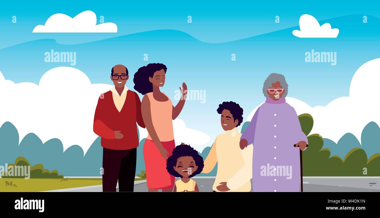 family together members in the outdoors vector illustration Stock ...