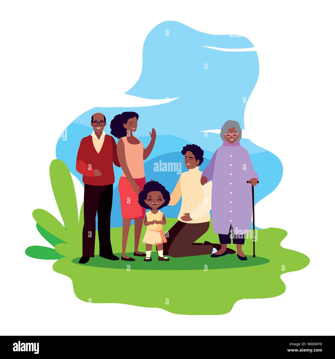 family together members in the outdoors vector illustration Stock ...