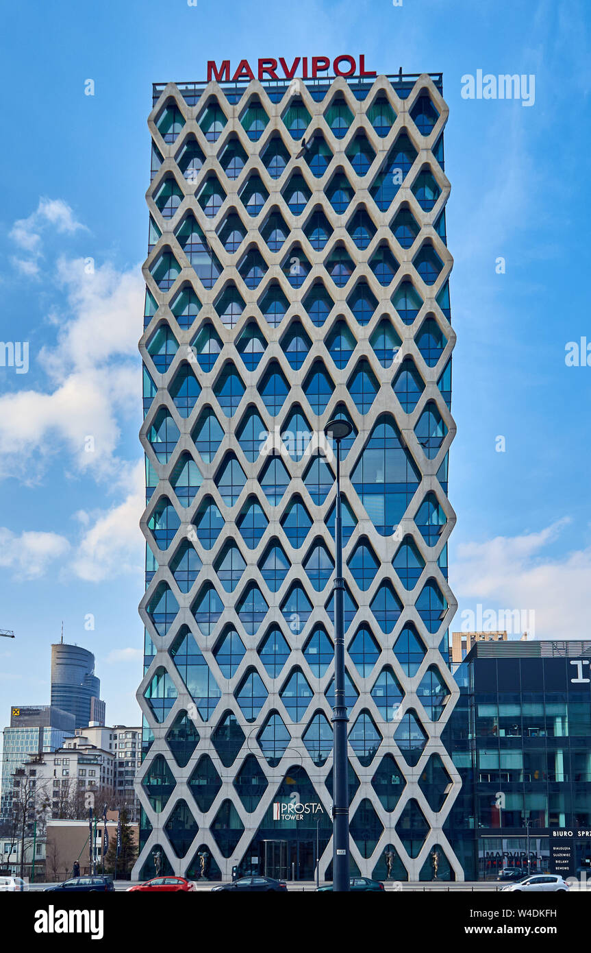 Warsaw, Poland - March 05, 2017: Prosta Tower office building was ...