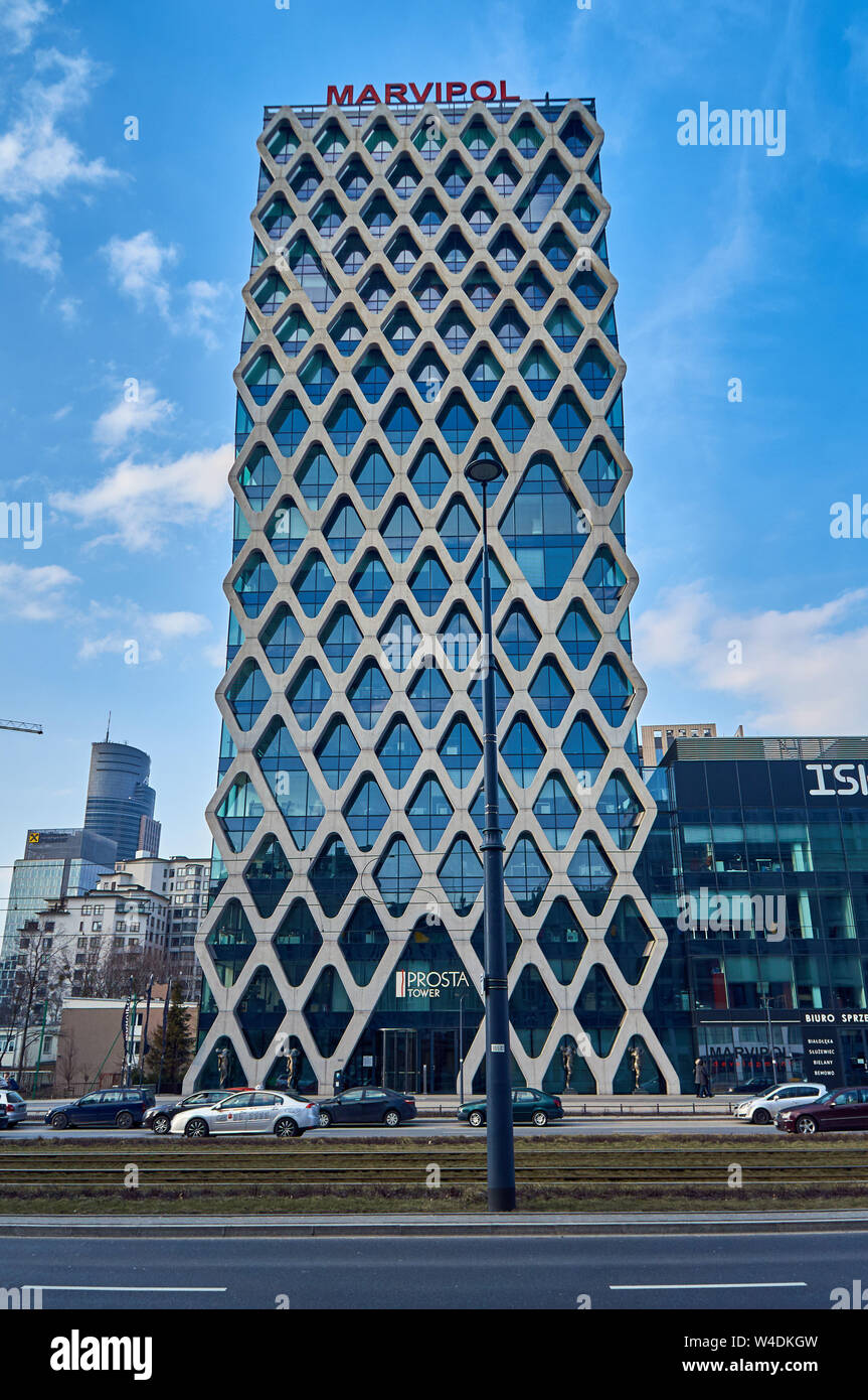Warsaw, Poland - March 05, 2017: Prosta Tower office building was ...