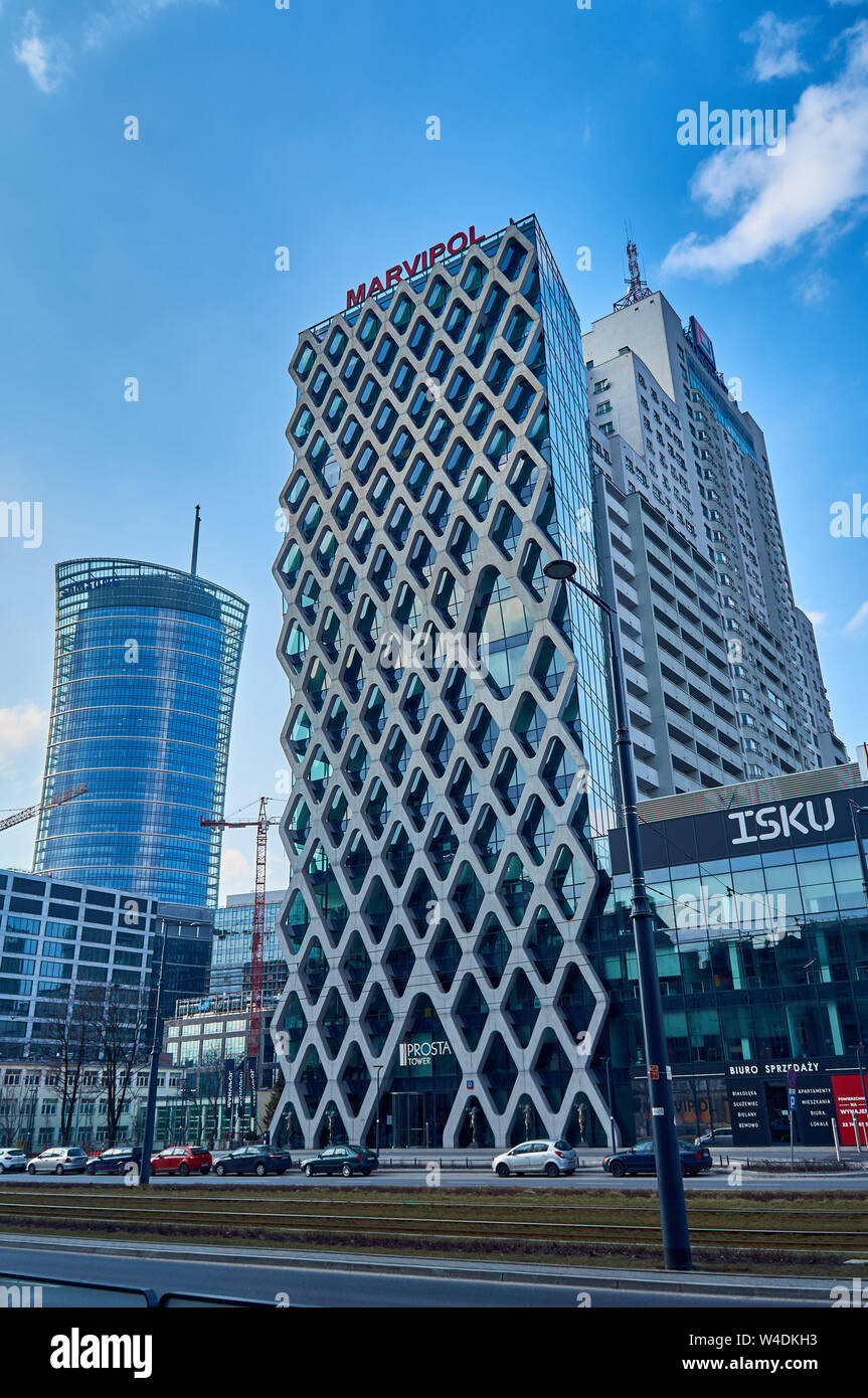 Warsaw, Poland - March 05, 2017: Prosta Tower office building was completed in the Wola district ...