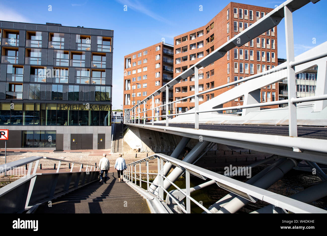 Amsterdam, Netherlands, bridge to Java Island, former harbour area ...