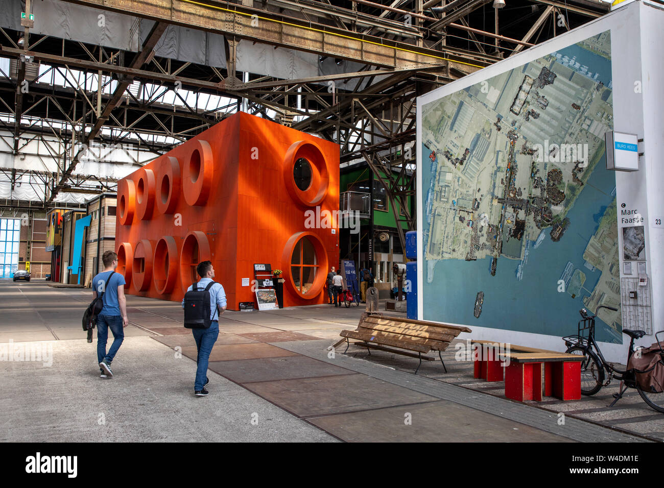 Amsterdam, Netherlands, railing of the former NDSM Werf, today a mix of ...