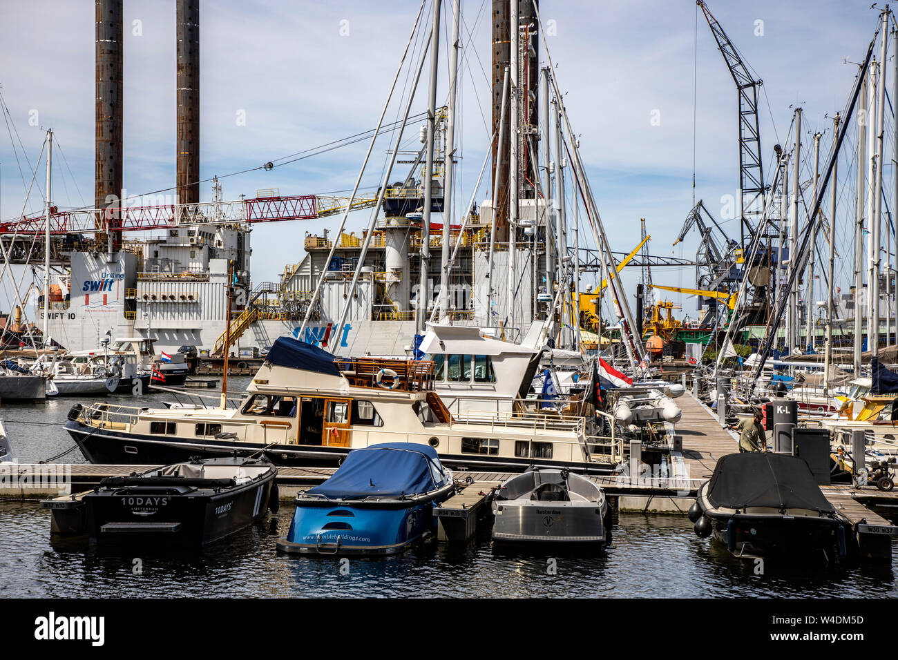 Amsterdam, Netherlands, marina, industrial harbour, shipyard, at the ...