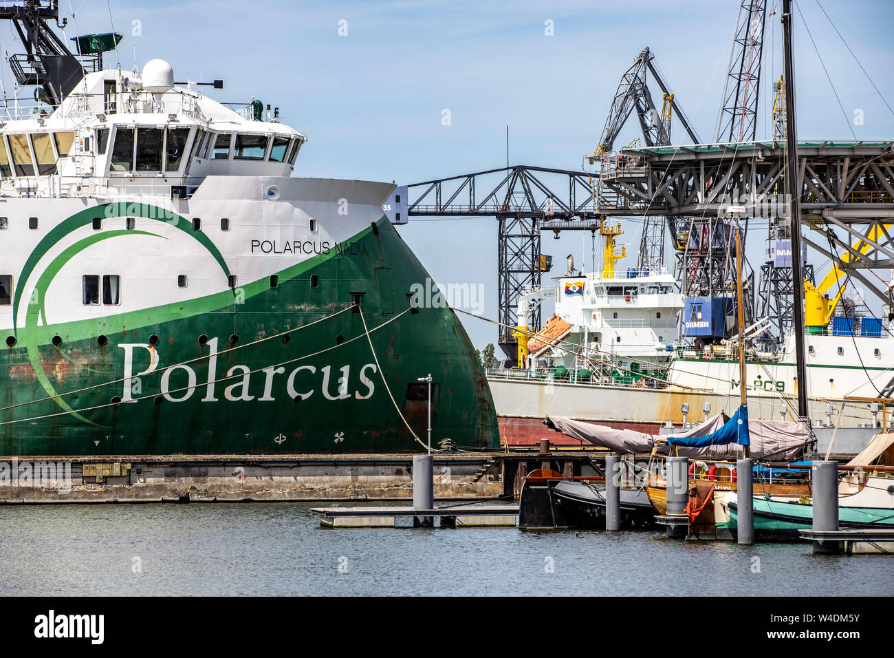 Amsterdam, Netherlands, marina, industrial harbour, shipyard, at the ...