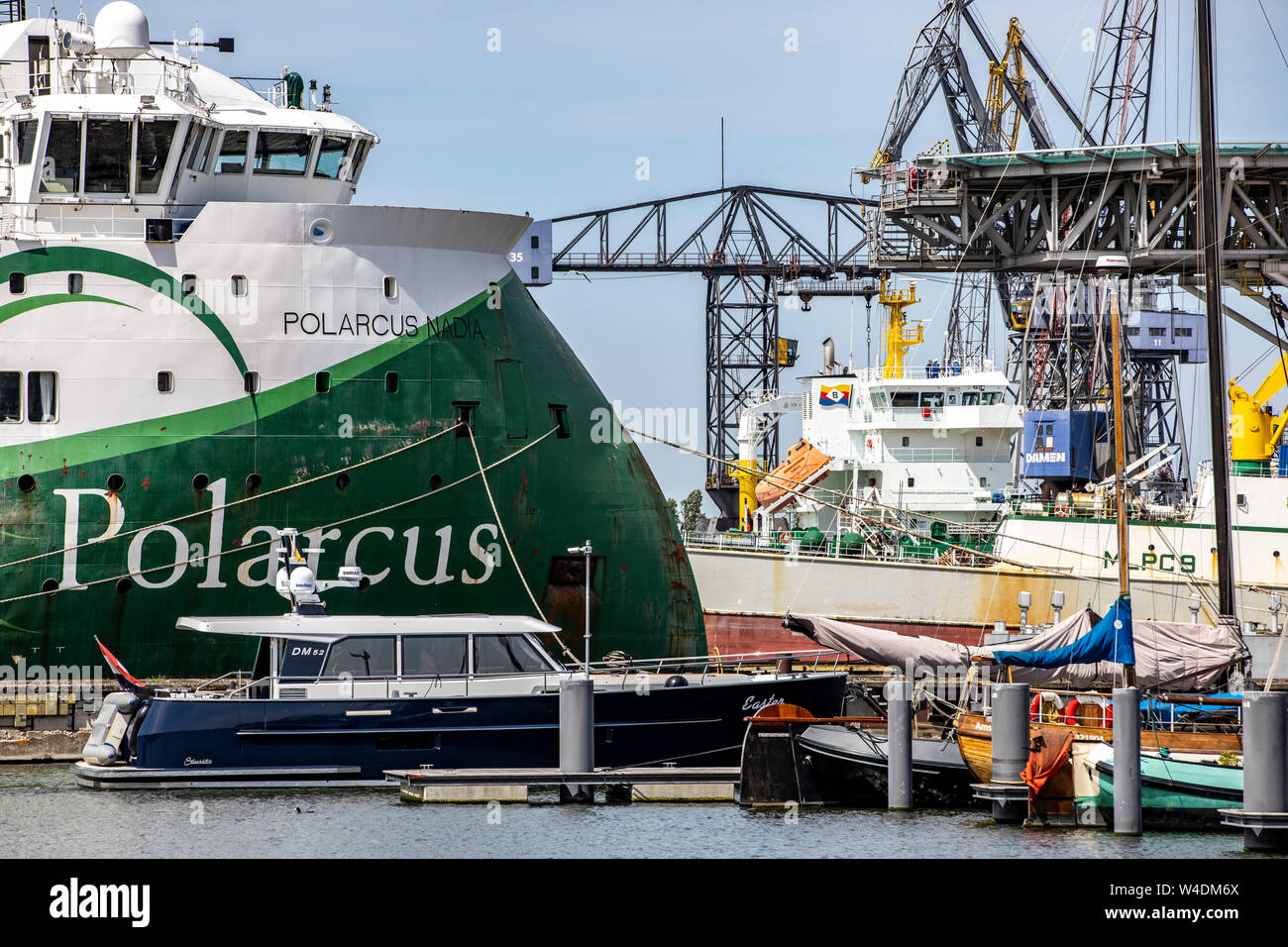 Amsterdam, Netherlands, marina, industrial harbour, shipyard, at the ...