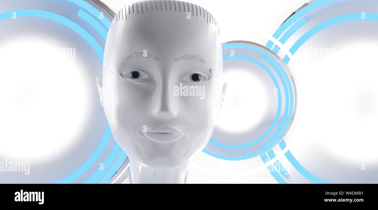 robot white head face A.I. 3d-illustration Stock Photo - Alamy