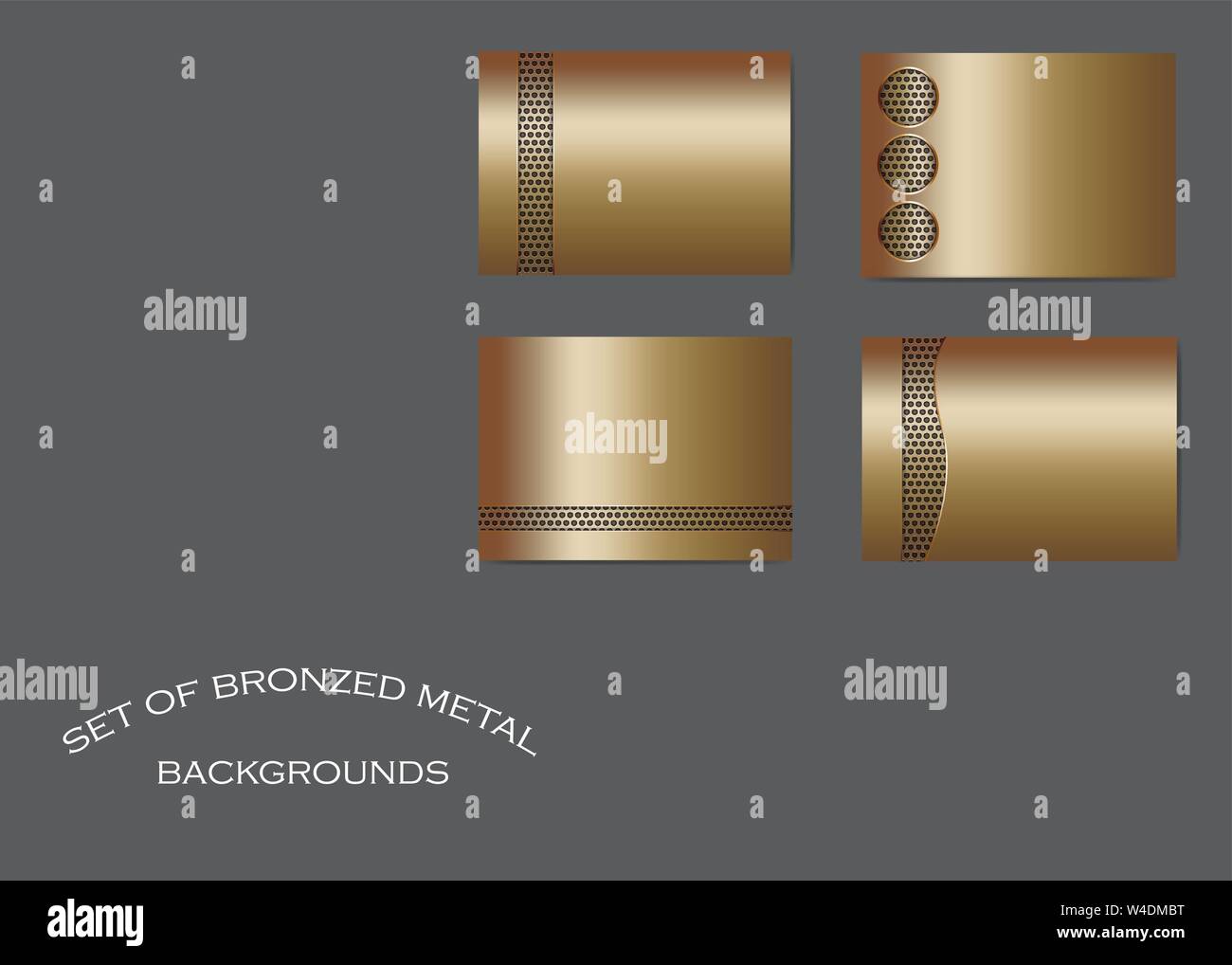Set of different bronze metallic background with dotted stripe. Vector ...