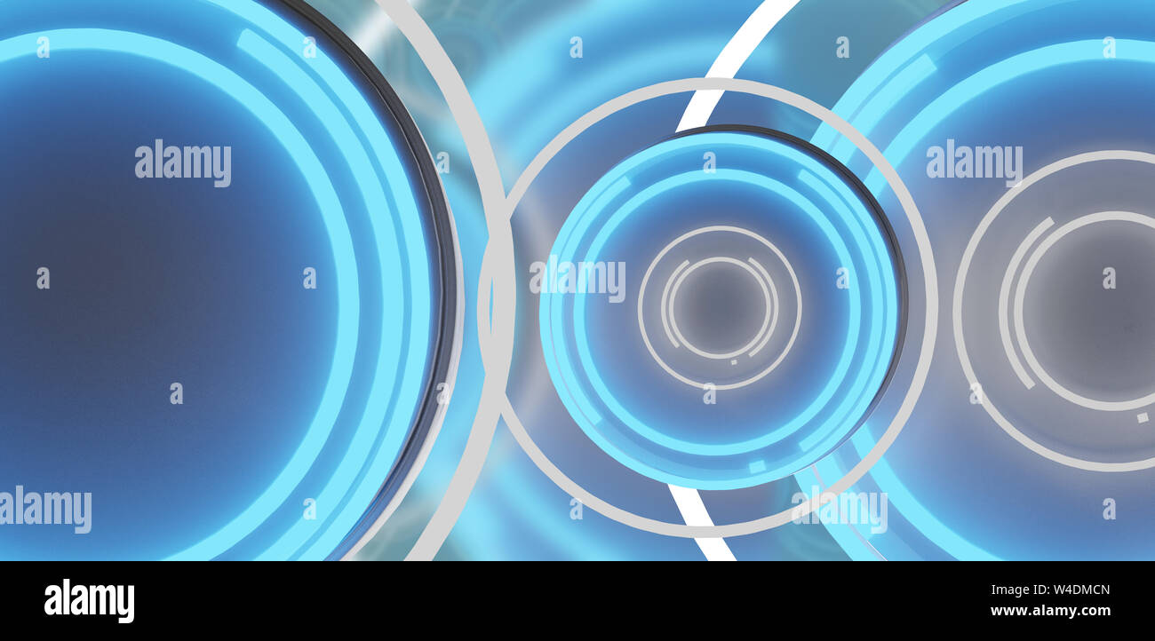 robot white blue one eye A.I. 3d-illustration Stock Photo - Alamy