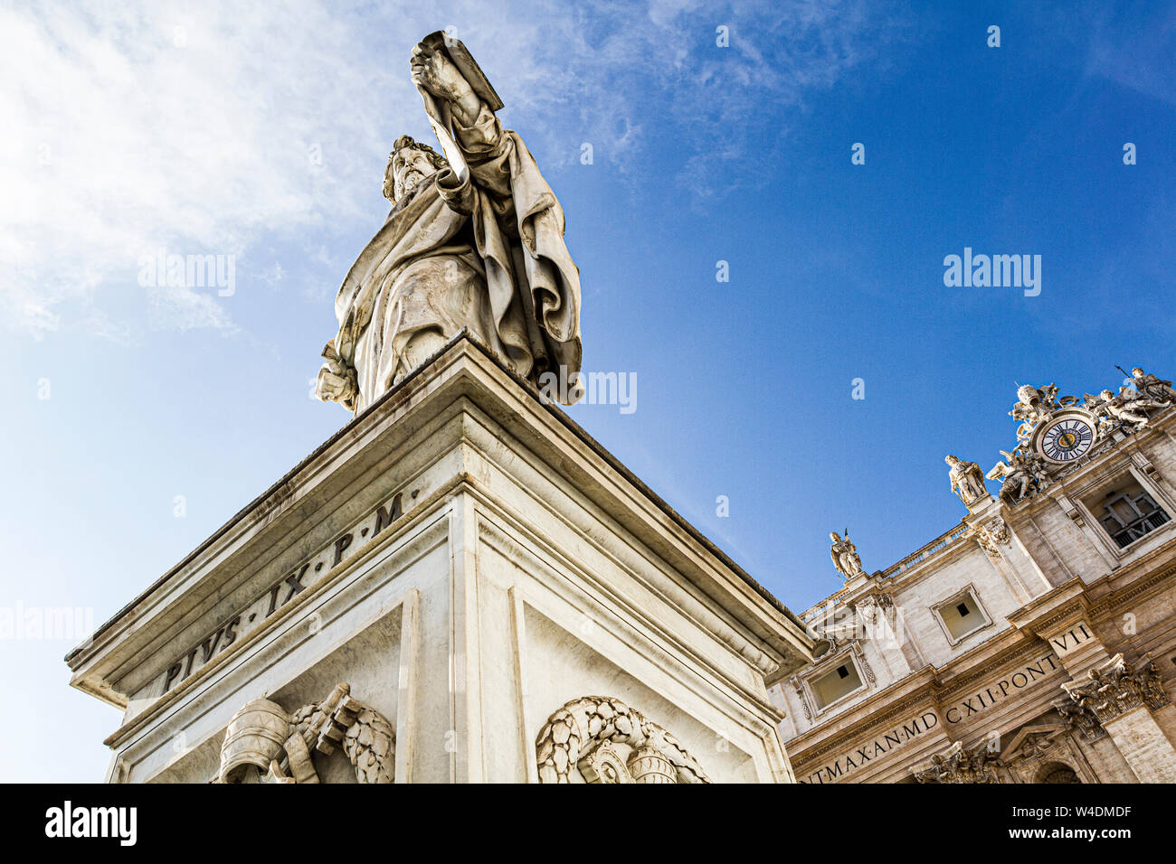 Statue of Saint Paul in front of Basilica of Saint Peter. Vatican City ...