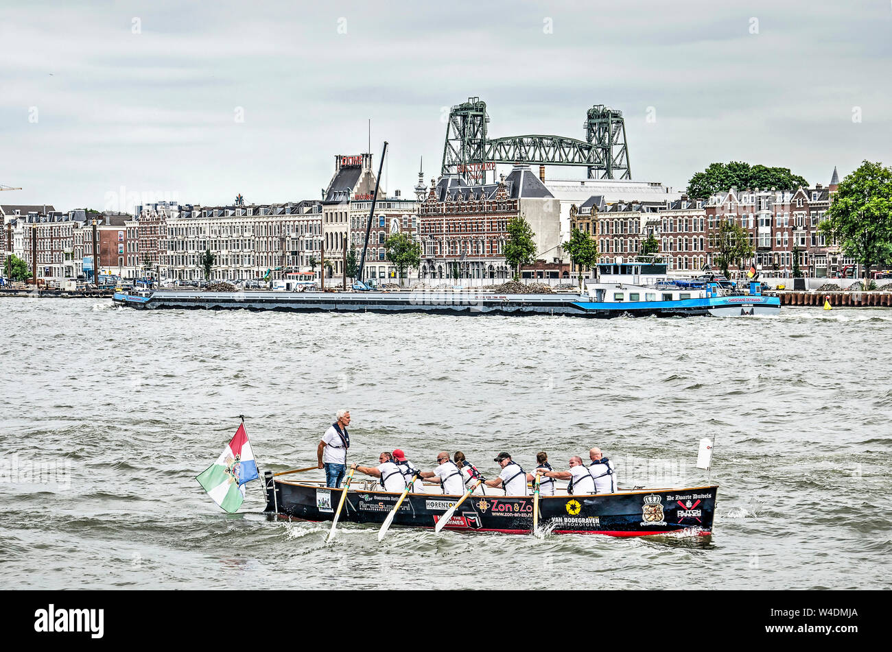Rotterdam, The Netherlands, July 16, 2019: group of men rowing in a ...