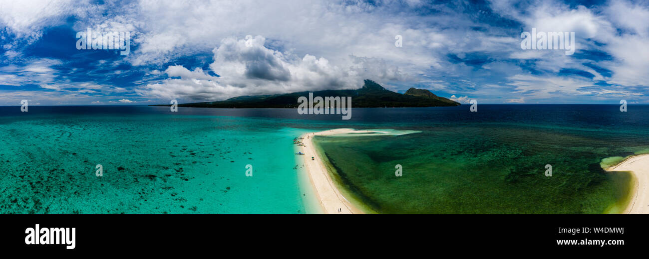 Aerial view of a beautiful offshore sandbar in the southern Philippines ...