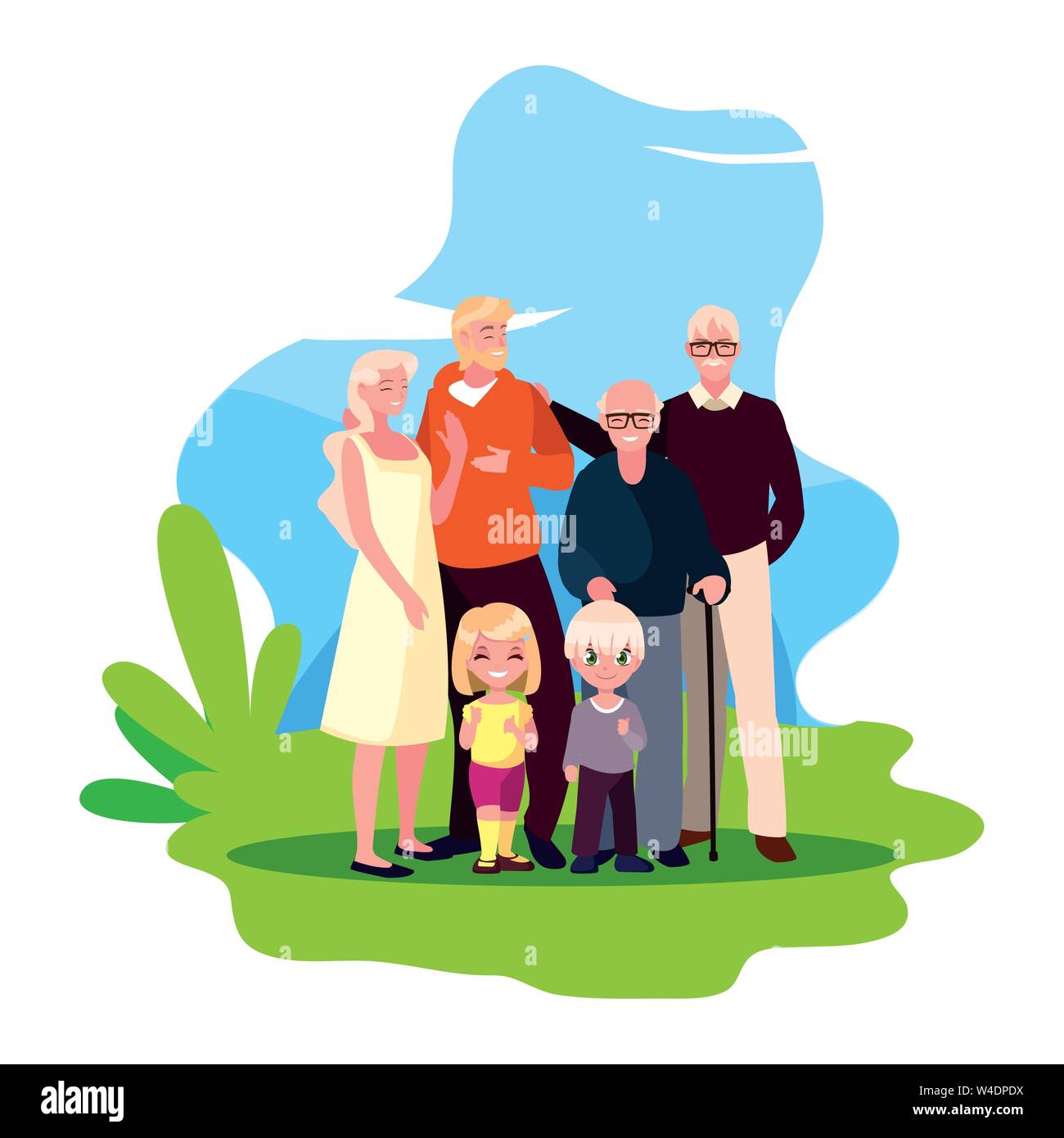 family together members in the outdoors vector illustration Stock ...
