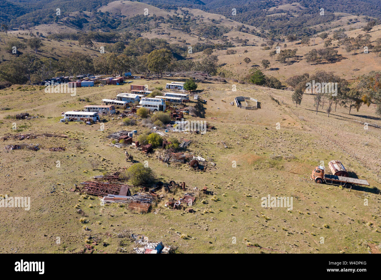 An old bus junk yard in rural Australia Stock Photo - Alamy