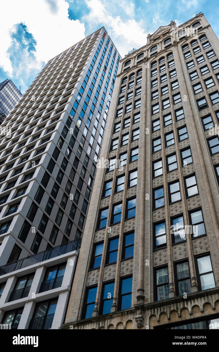 Low angle shot of modern skyscrapers in Manhattan, New York City, USA ...