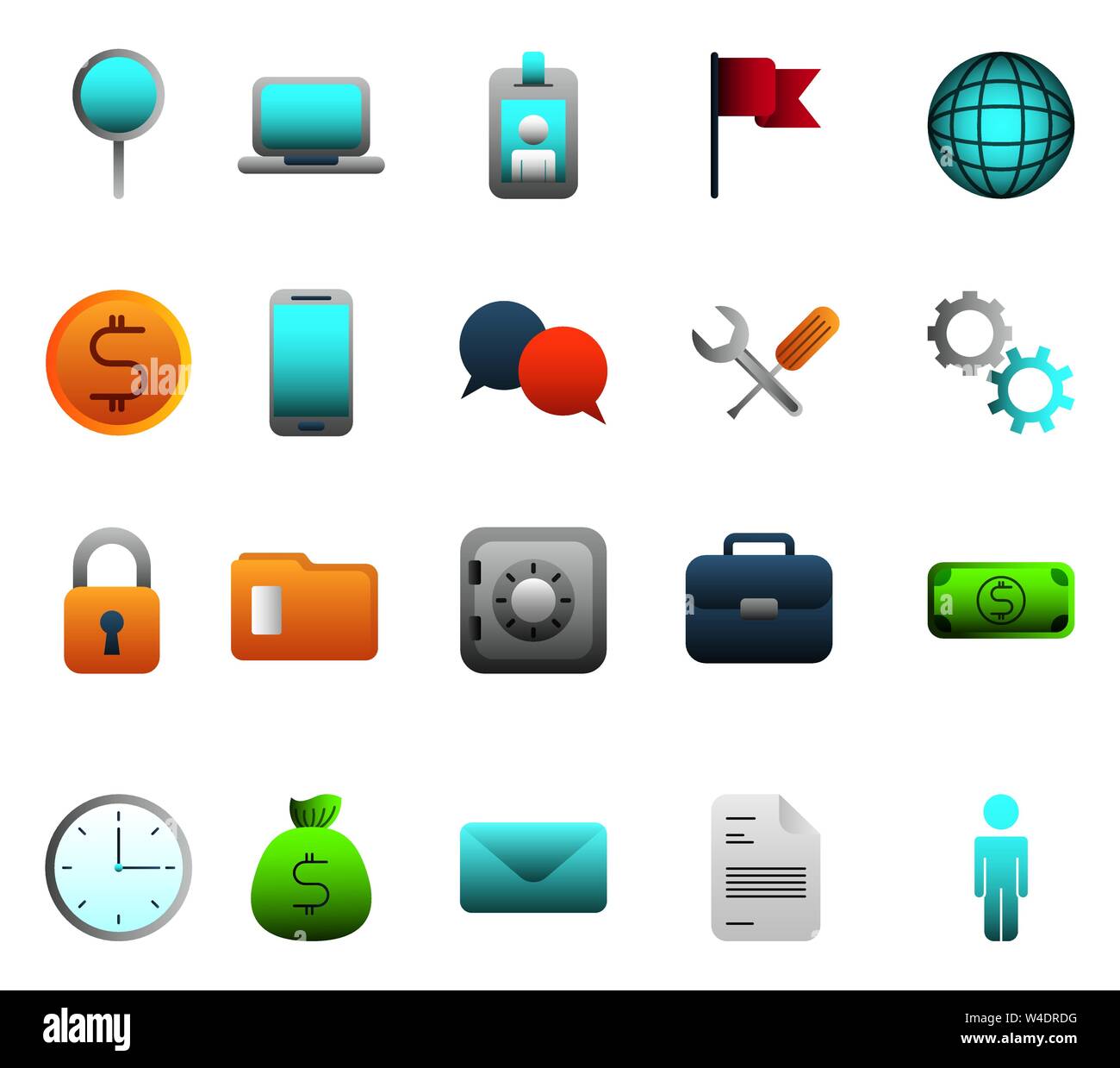 Set financial business tools Cut Out Stock Images & Pictures - Alamy