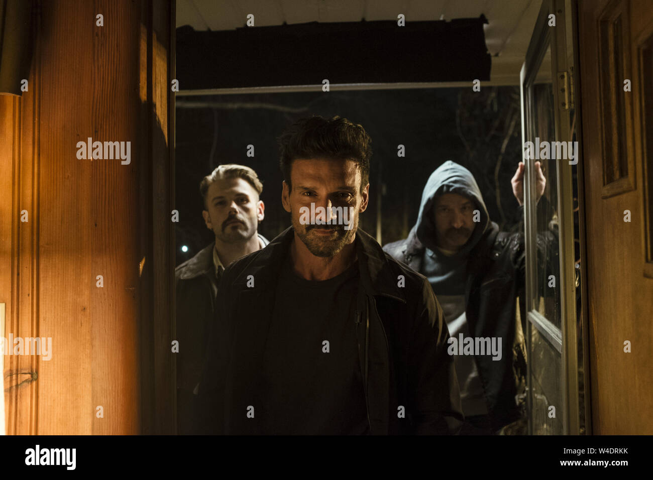 INTO THE ASHES, from left: David Cade, Frank Grillo, Scott Peat, 2019 ...