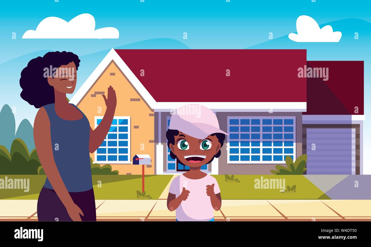 Mum at home with kids Stock Vector Images - Alamy