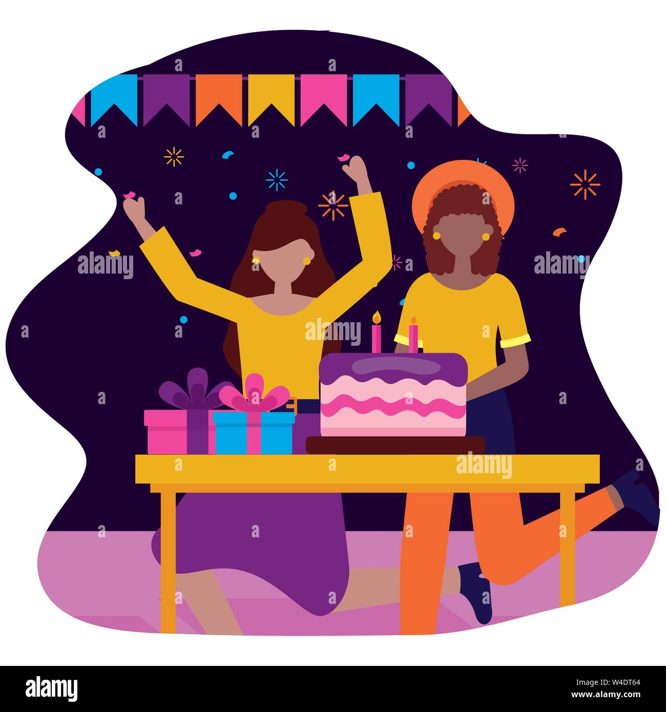Woman birthday cake table Stock Vector Images - Alamy