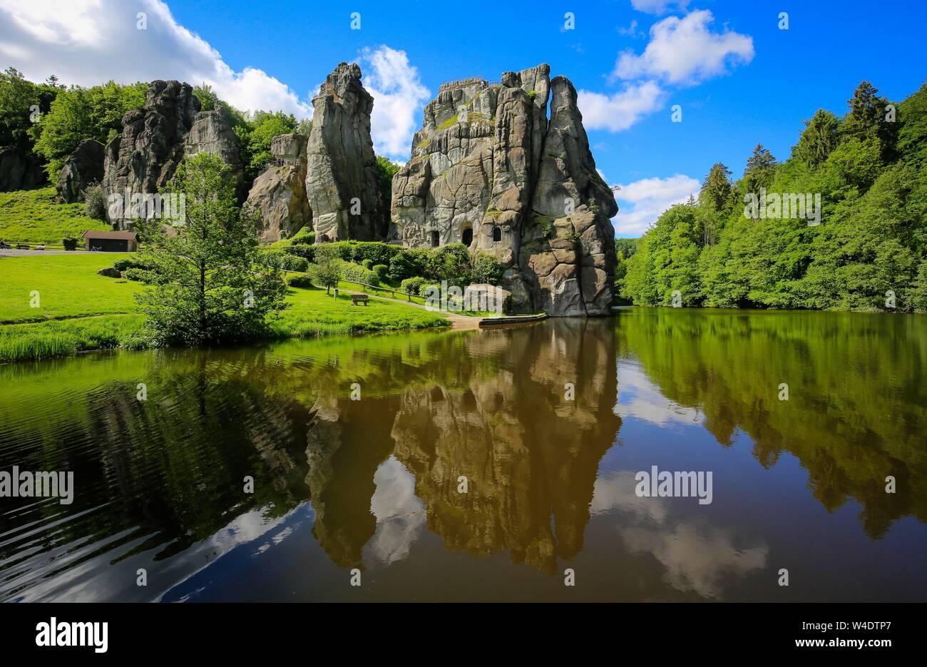 Externsteine, sandstone rock formation in the Teutoburg Forest, Horn ...