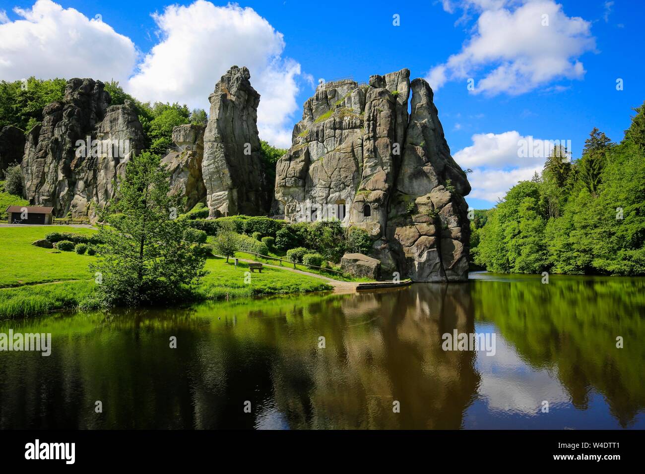 Externsteine, sandstone rock formation in the Teutoburg Forest, Horn ...