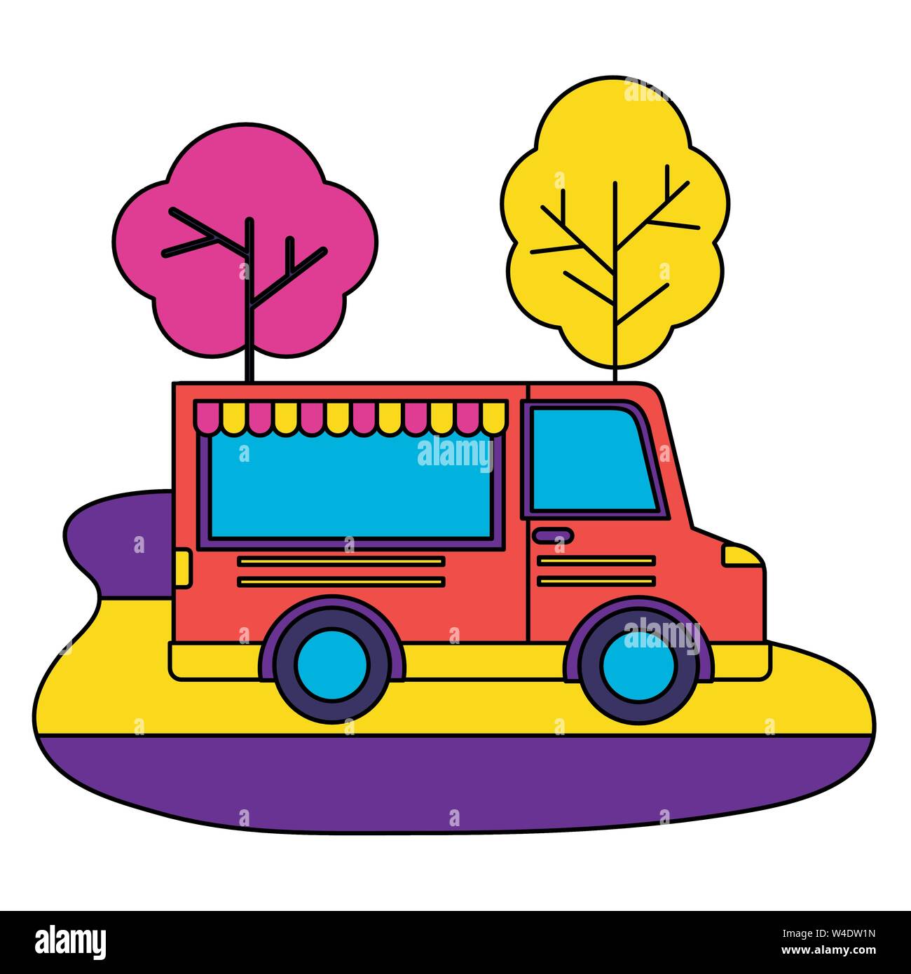 food truck park street trees design Stock Vector Image & Art - Alamy