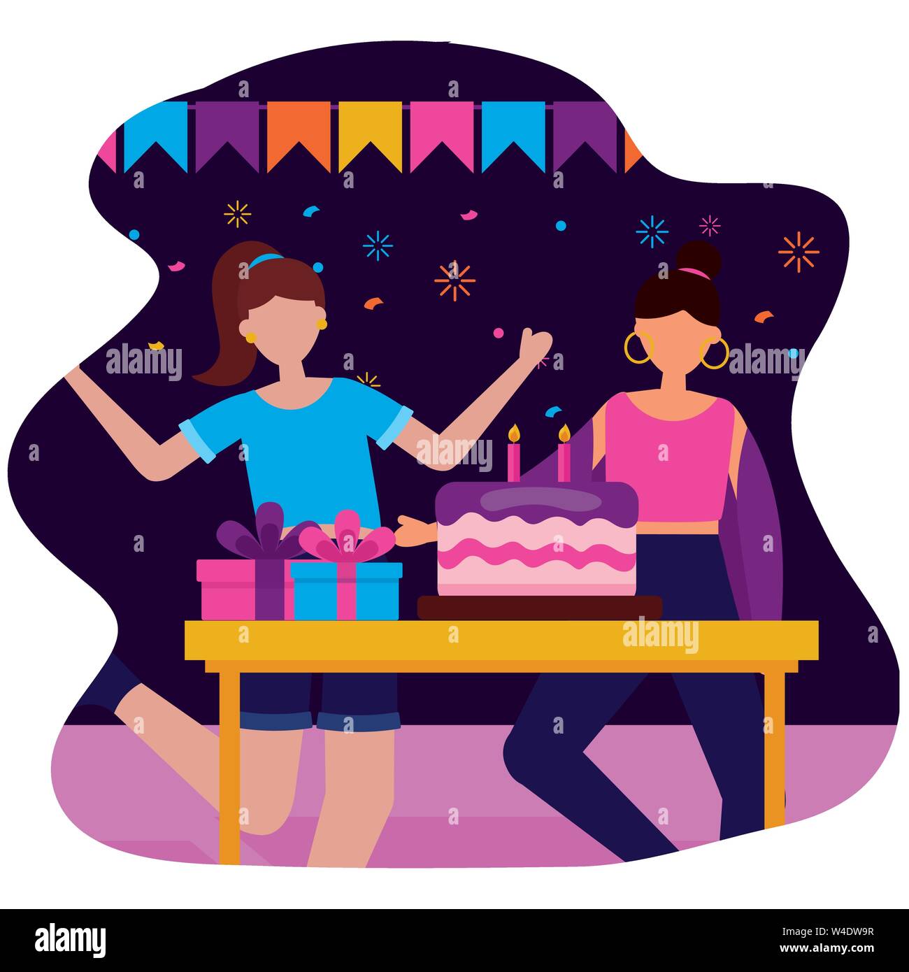 Woman birthday cake table Stock Vector Images - Alamy