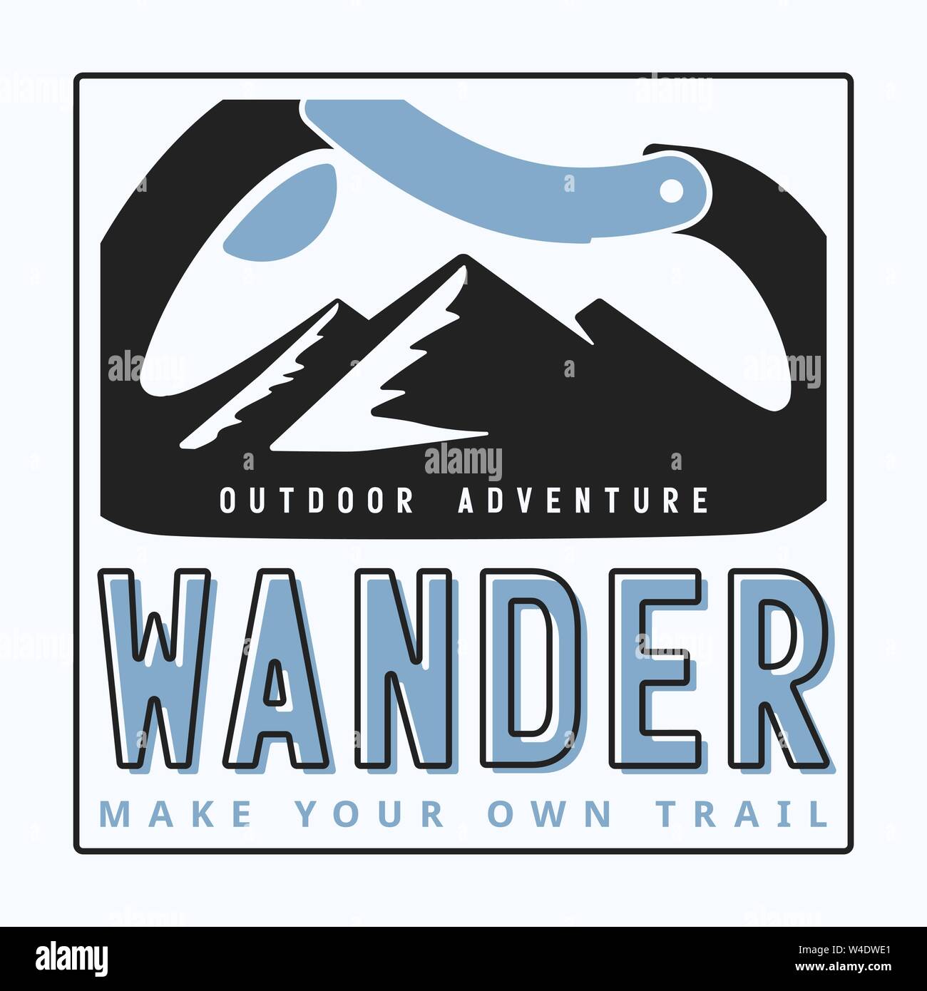 typography slogan wander outdoor adventure with carabiner and alpine ...