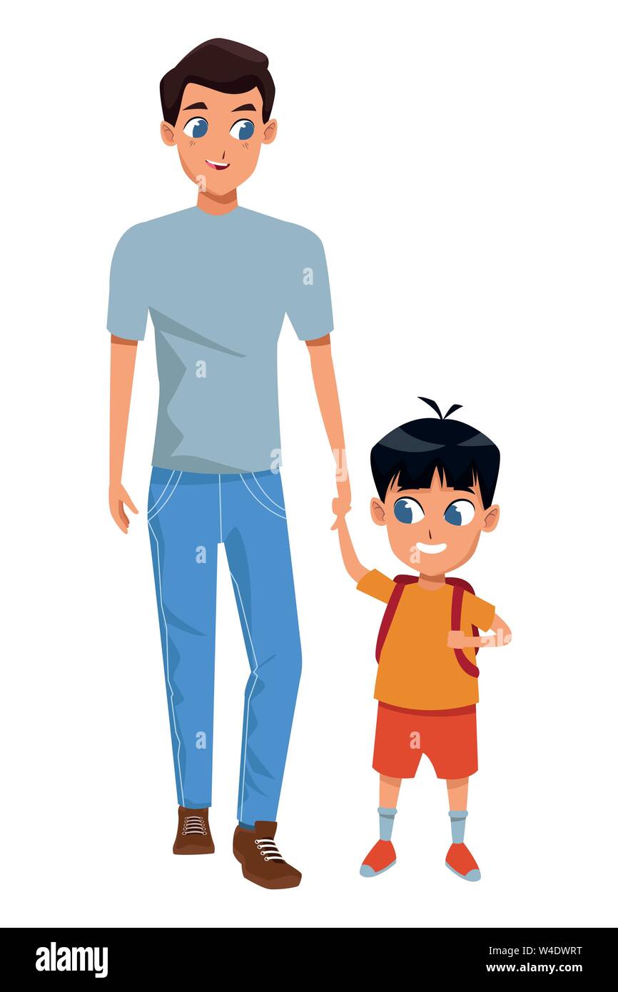 Family single father with kid Stock Vector Image & Art - Alamy