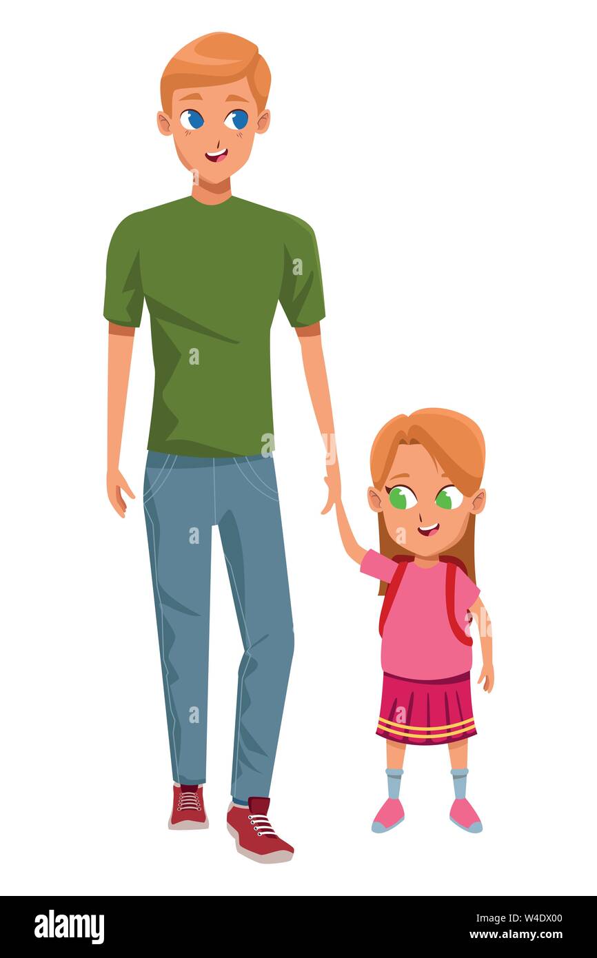 Family single parent with children cartoon Stock Vector Image & Art - Alamy