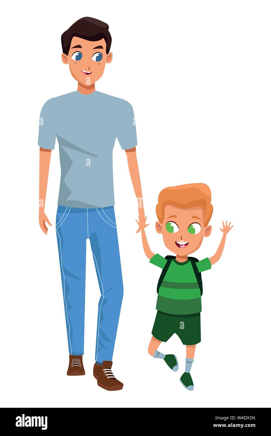 Family single father with children Stock Vector Image & Art - Alamy