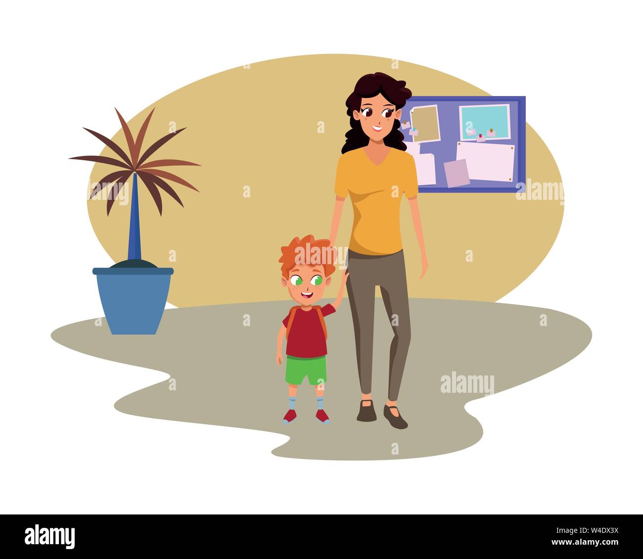 Family single parent with children cartoon Stock Vector Image & Art - Alamy