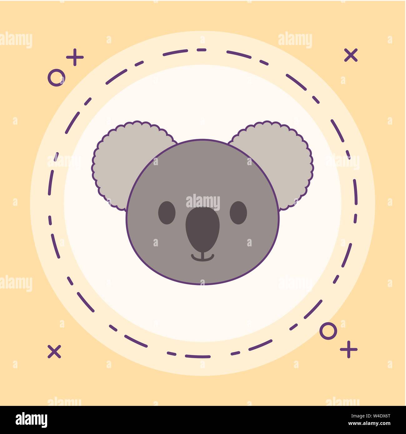 head of cute little koala baby in frame circular vector illustration ...