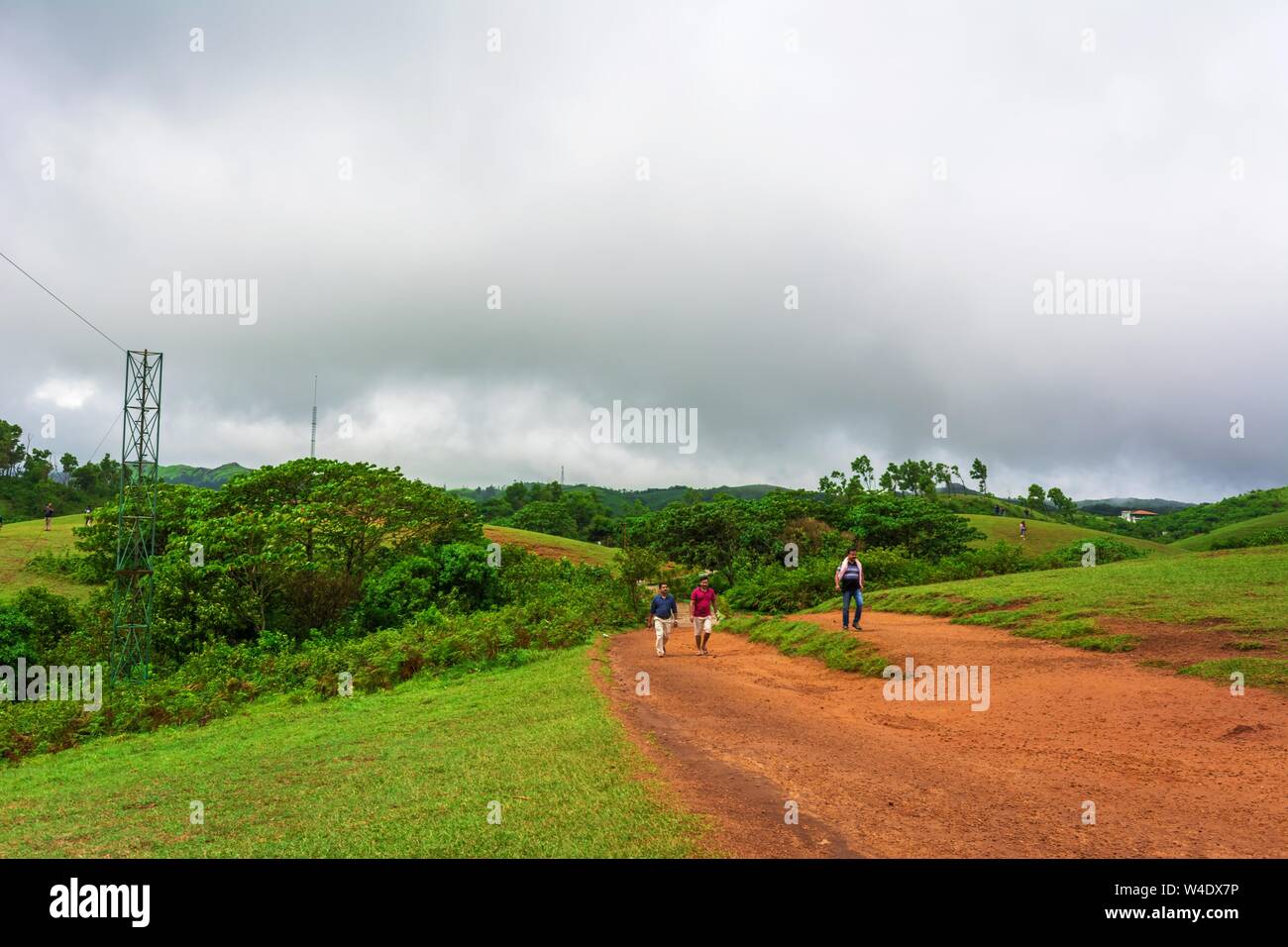 Vagamon mottakkunnu Kerala, India- 07 July 2019: Beautiful morning view ...