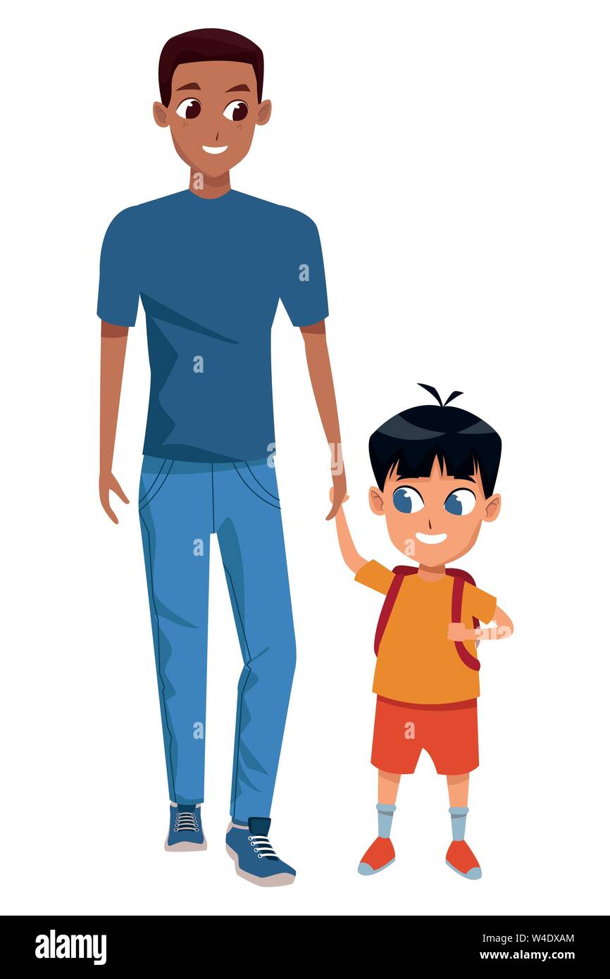 Family single father with children Stock Vector Image & Art - Alamy