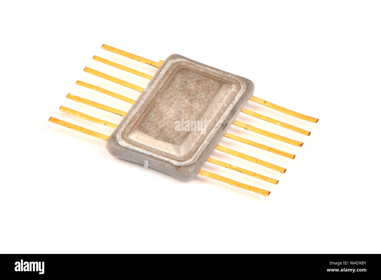 Old radio a component, an integrated chip in the metal case with the ...