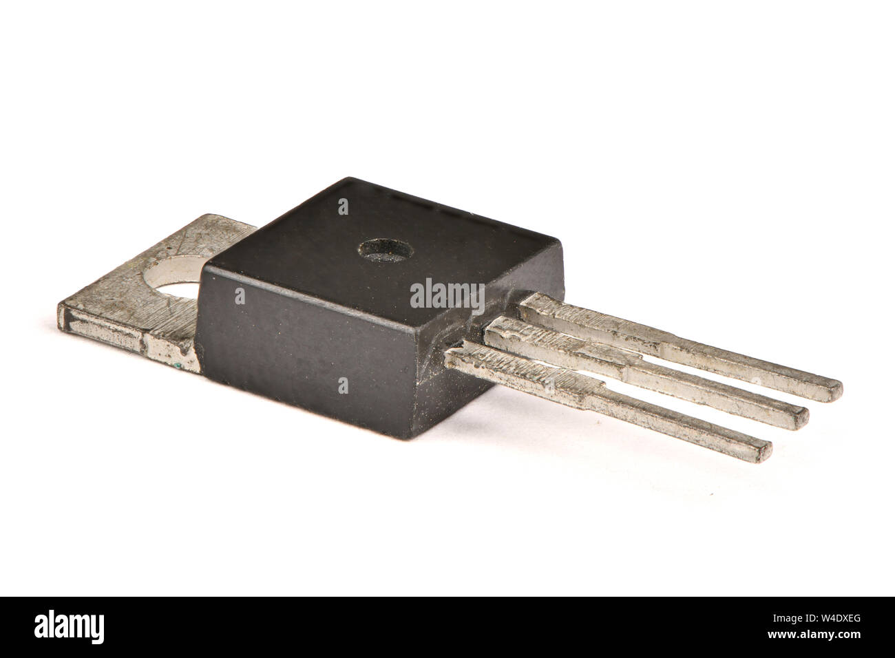 Electronic transistor isolated on white background. Macro shot. High ...