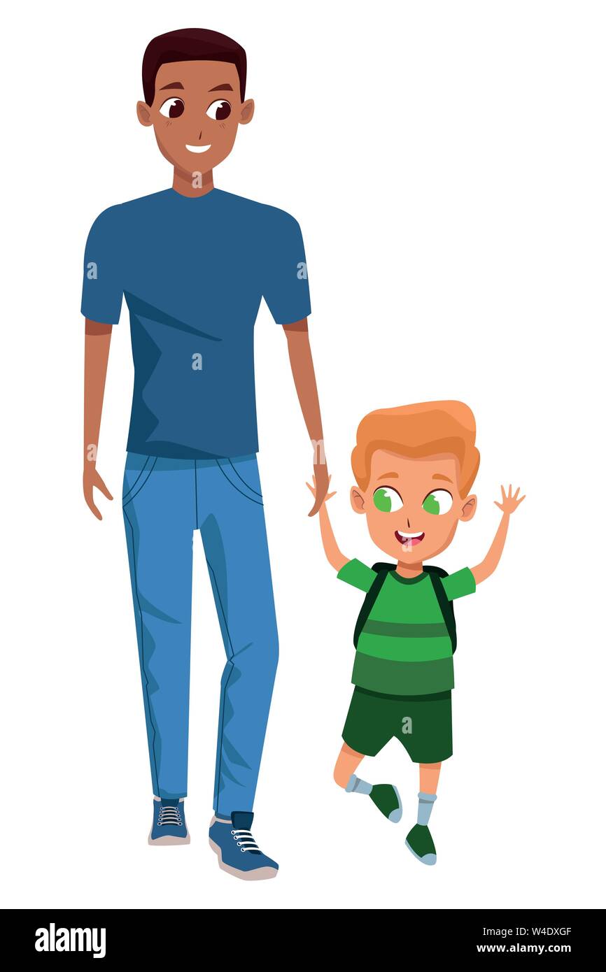 Family single father with children Stock Vector Image & Art - Alamy