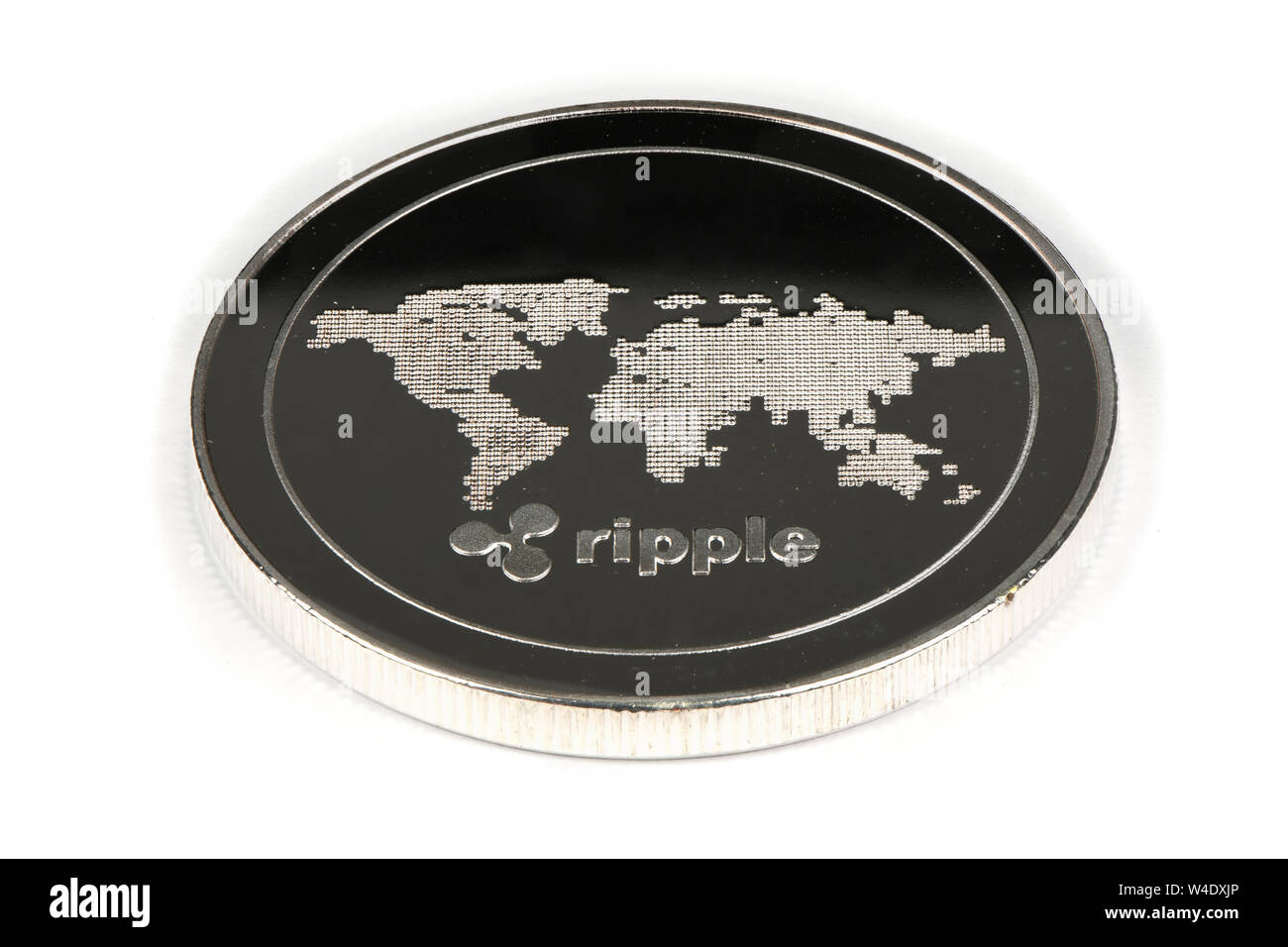 Face of the crypto currency silver ripple isolated on white background ...