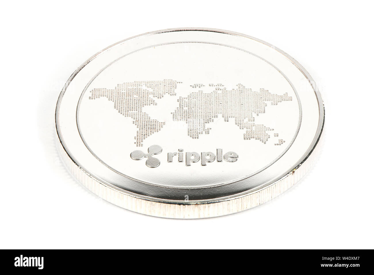 Face of the crypto currency silver ripple isolated on white background ...