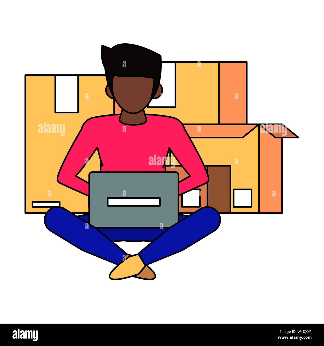 man using laptop computer cartoon Stock Vector Image & Art - Alamy