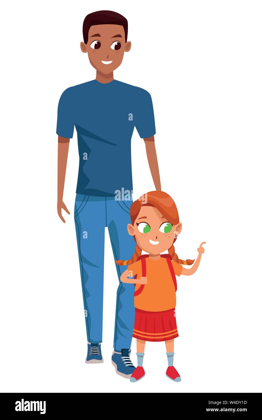 Family single parent with children cartoon Stock Vector Image & Art - Alamy