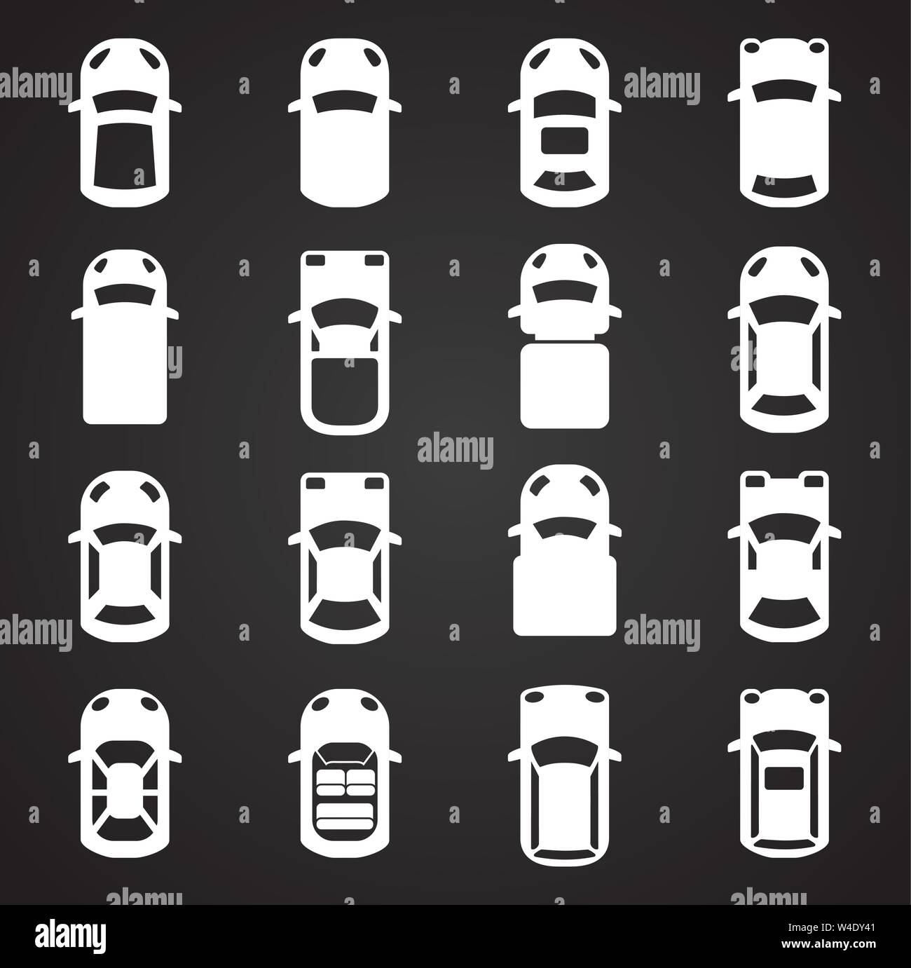 Cars top view icons set on background for graphic and web design ...