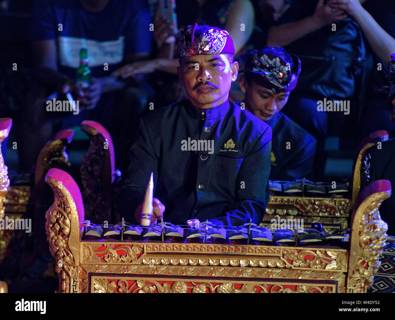 Member of the Gamelan playing Balinese Xylophone to accompany ...