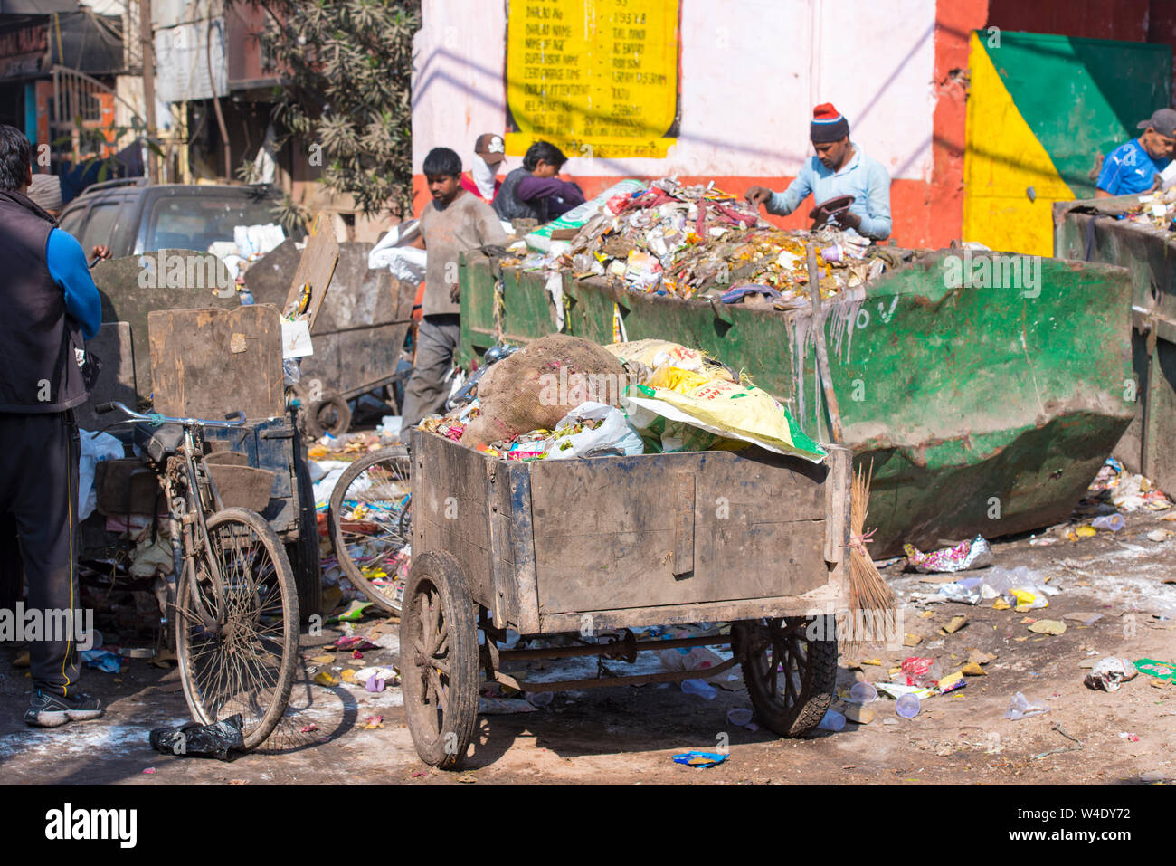 NEW DELHI - FEB 26: Waste trash garbage dumping ground in New Delhi on ...
